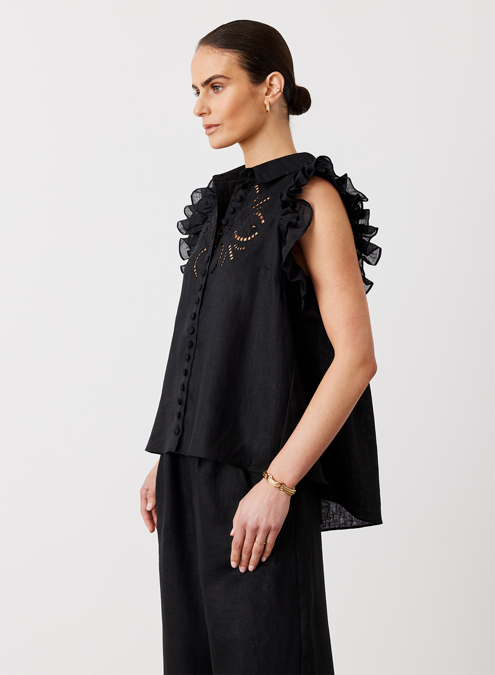 Hermione Linen Ramie Shirt | Black – Joslin